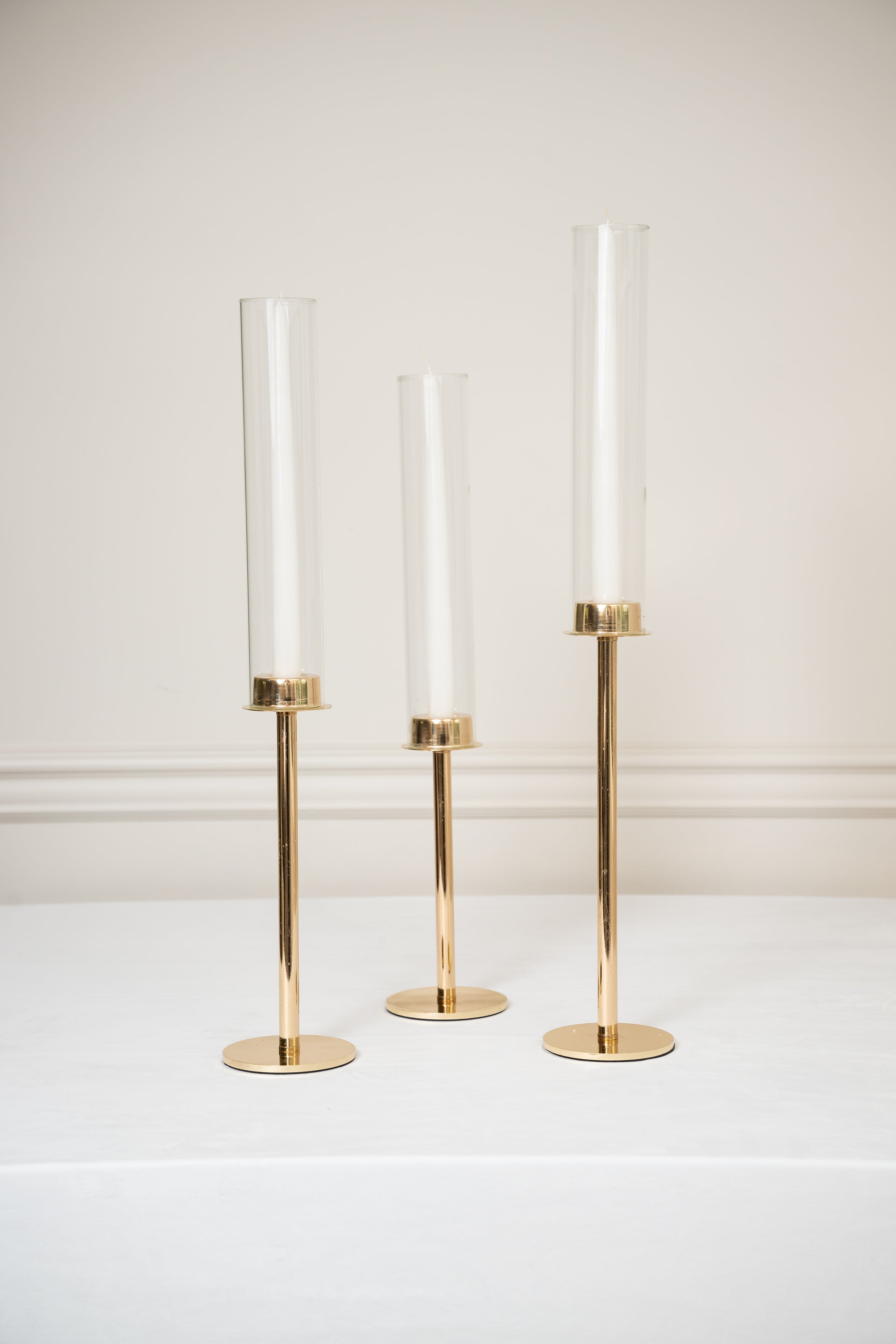 Gold Candlestick Set with Hurricanes – TableTrends