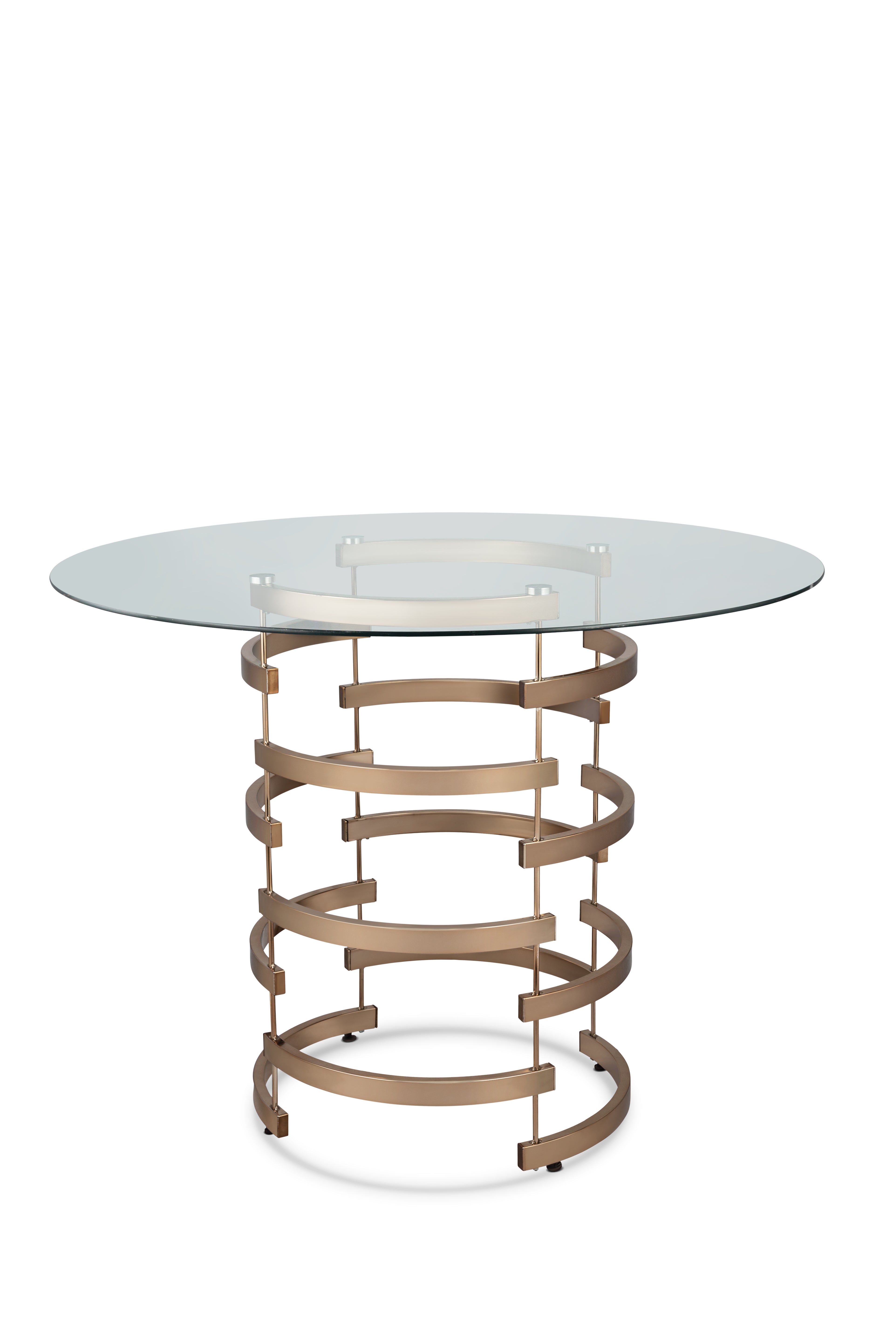 Glass & Gold Table: 48” diameter/36” height – TableTrends